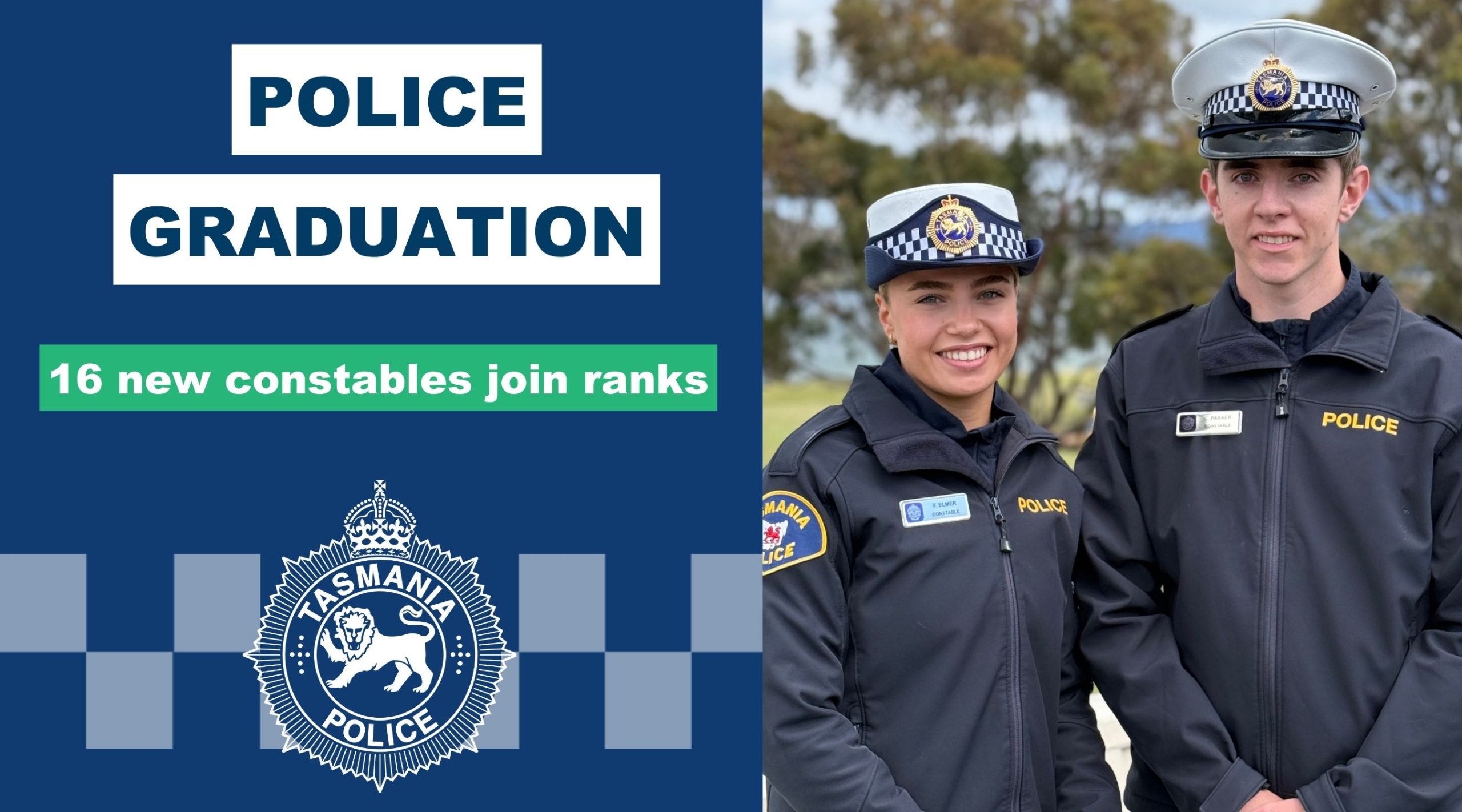 16 new constables boost police ranks - Tasmania Police